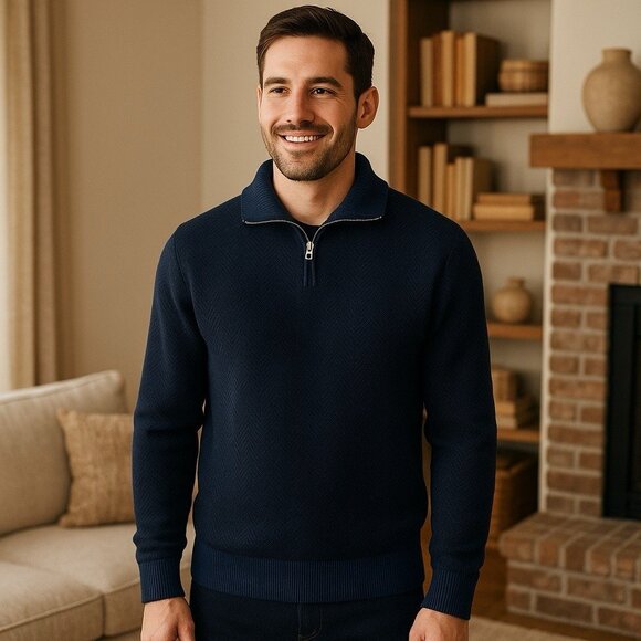 Bonobos | Sweaters | Bonobos 0 Merino Wool 14 Zip Sweater Blue ...